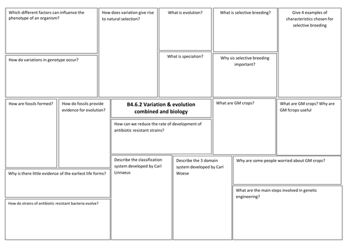 B6 - Inheritance, variation and evolution revision broadsheets for new ...
