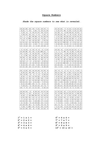 Types of Number - Colouring Square Numbers -WELL DONE- | Teaching Resources
