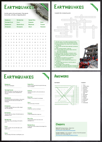 Earthquakes - Puzzles & Glossary | Teaching Resources