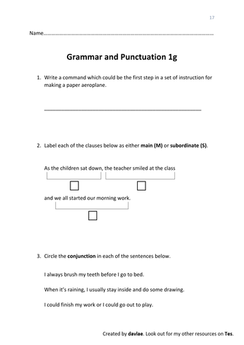 Grammar and Punctuation Mini-Tests 2 | Teaching Resources