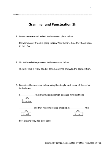 Grammar and Punctuation Mini-Tests 2 | Teaching Resources