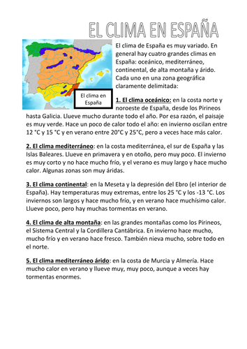El tiempo (The weather) | Teaching Resources