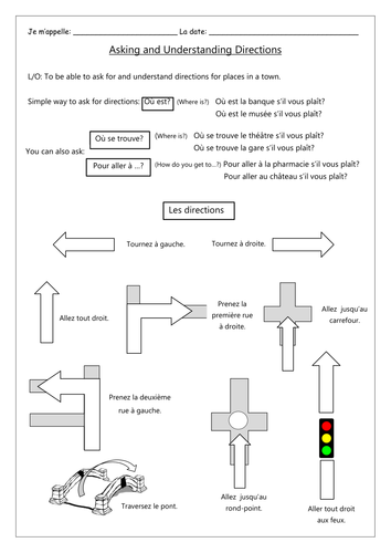 FRENCH - Directions and traffic signs - Worksheets | Teaching Resources