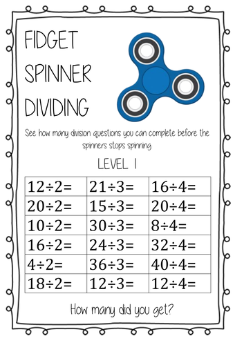 Fidget Spinner Math Worksheets