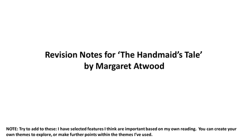 Revision Prompts for 'The Handmaid's Tale' Year 13 | Teaching Resources