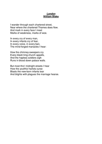 'London' by William Blake | Teaching Resources