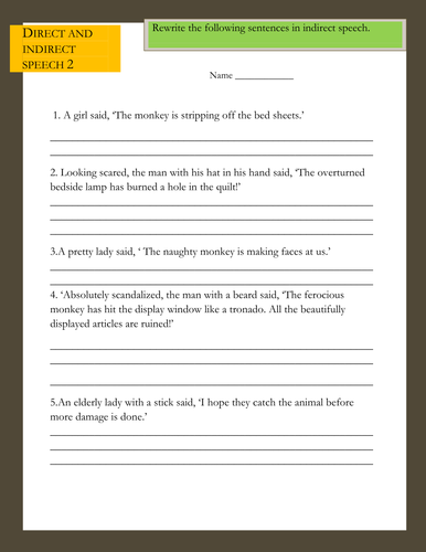 Direct and Indirect speech worksheet KS2 | Teaching Resources