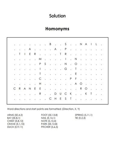 Homonyms Word Search | Teaching Resources