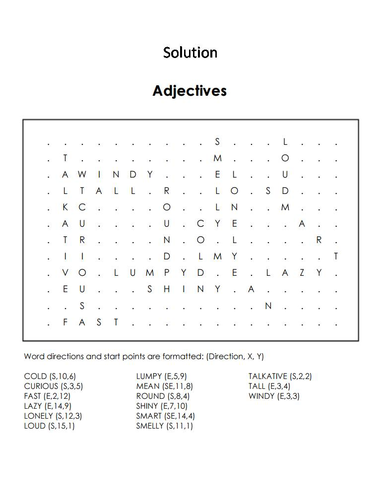 Adjectives Word Search | Teaching Resources