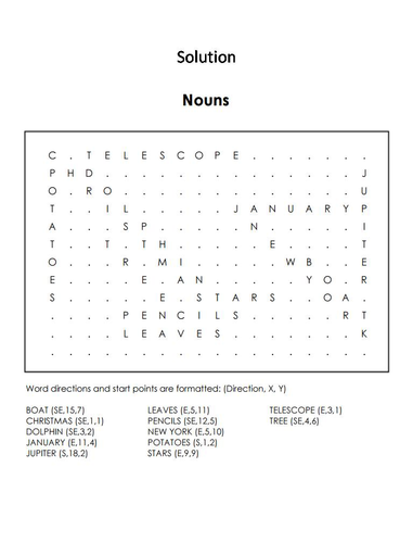 Nouns Word Search | Teaching Resources