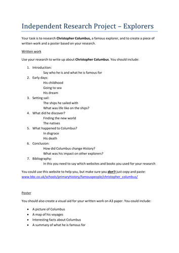 Explorers research task - 4 lesson series | Teaching Resources