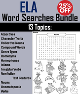 ELA Word Search Bundle: Reading Strategies, Vocabulary, Grammar ...