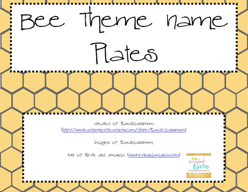 Bee Theme Name Plates | Teaching Resources