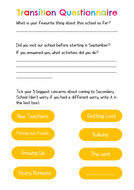 Transition Questionnaire (from Primary to Secondary) | Teaching Resources