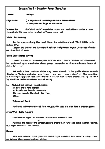 'Nothing To Do?' Poetry Lesson plans and activities to teach your Y4 ...