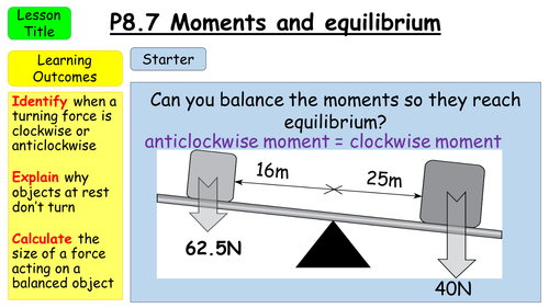 AQA GCSE P8.7 Moments and equilibrium | Teaching Resources