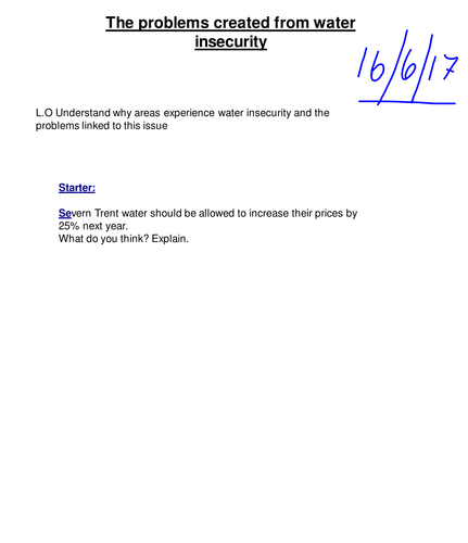 The problems of water insecurity | Teaching Resources