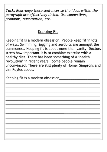 Creating cohesion within a paragraph - Year 5/6 writers | Teaching ...
