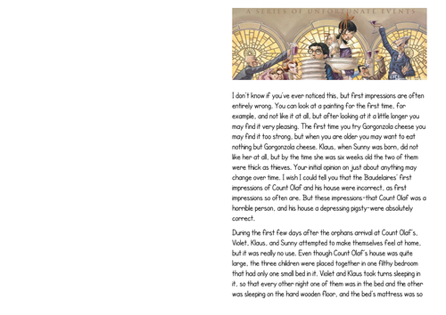 A Series of Unfortunate Events - Question 1a (two lessons) | Teaching ...