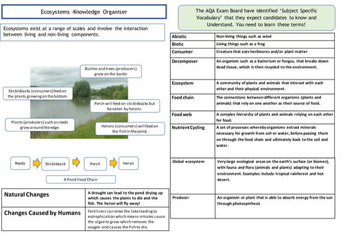 GCSE 9-1 AQA Living World - Introduction to Ecosystems, Knowledge ...