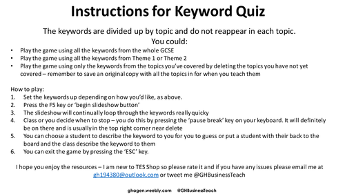 Key Word Posters Flash Cards and Key Word Quiz for Theme 2 9-1 Edexcel ...