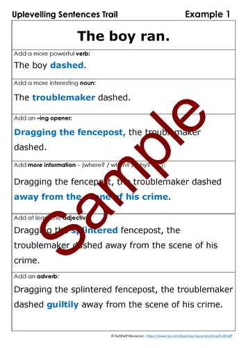 Improving Sentences Uplevelling Writing | Teaching Resources