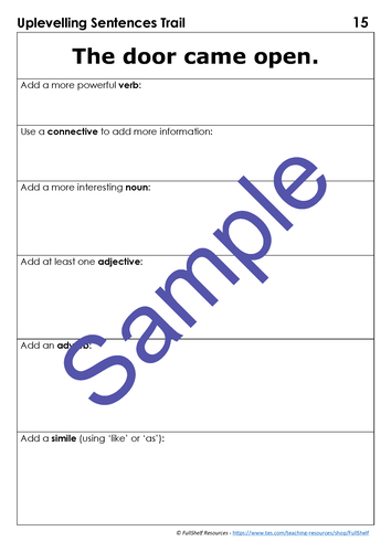 Improving Sentences Uplevelling Writing | Teaching Resources