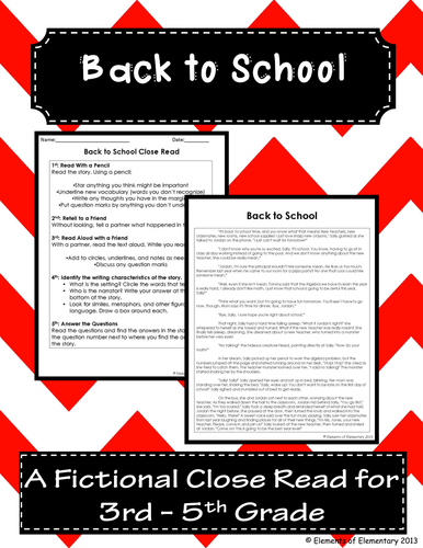 Back to School Close Reading Activities 2 Pack: Back to School & How I ...