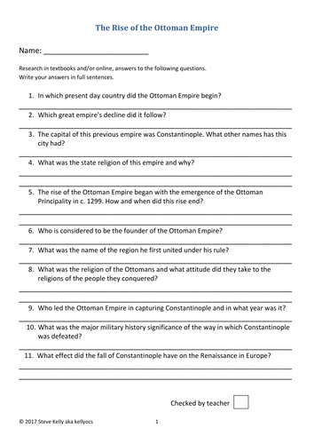 The Rise of the Ottoman Empire - Stage 4 History (Depth Study 4: The ...