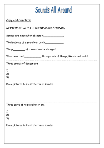 6 'Sound' Investigations, plus PP, Review worksheet and Wordsearch for ...