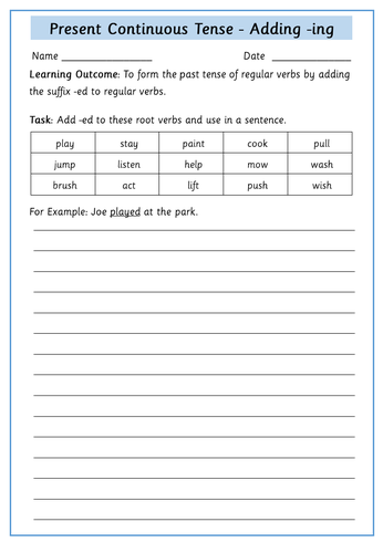 Verbs: Adding -ing and -ed To Verbs | Teaching Resources
