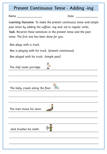 Verbs: Adding -ing and -ed To Verbs | Teaching Resources