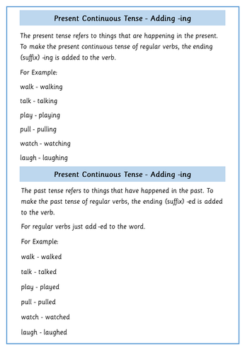 Verbs: Adding -ing and -ed To Verbs | Teaching Resources