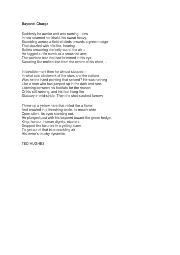 Bayonet Charge :: Ted Hughes | Teaching Resources