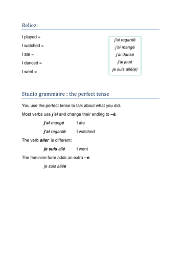 Qu'est-ce que tu as fait samedi? - Studio 3 Vert Module 1 Unit 4 ...