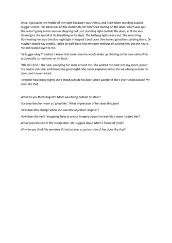 Wonder by RJ Palacio - Key Questions and Extracts | Teaching Resources