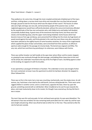 Oliver Twist by Charles Dickens - Key Extracts and Questions | Teaching ...