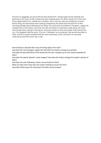 Oliver Twist by Charles Dickens - Key Extracts and Questions | Teaching ...