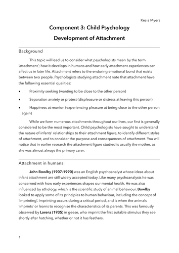 OCR CHILD PSYCHOLOGY A LEVEL | Teaching Resources