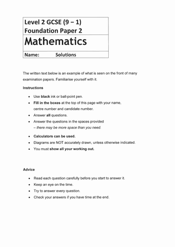 Paper 2 Mathematics Papers for Foundation & Higher | Teaching Resources