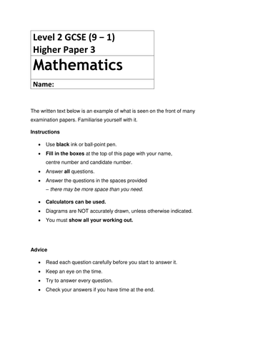 Paper 3 Mathematics Papers for Foundation & Higher | Teaching Resources