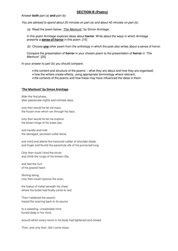 GCSE EDUQAS POETRY ANTHOLOGY EXAM RESPONSES (WAR POEMS) | Teaching ...