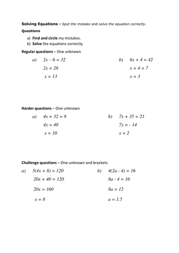 Solving equations upto unknowns on both sides (Grade 4) | Teaching ...