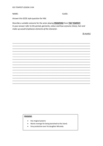 The Tempest - Practical lessons | Teaching Resources