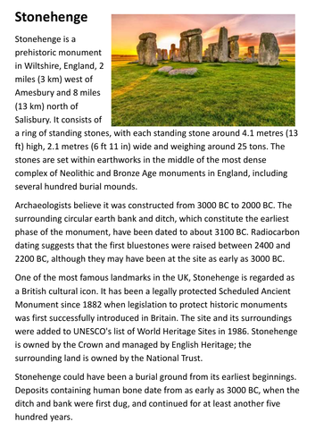 Stonehenge Handout | Teaching Resources
