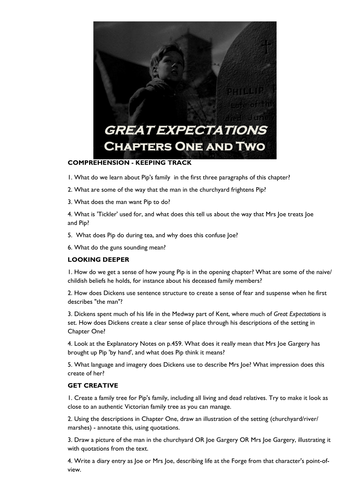 Focus questions on 'Great Expectations' early chapters | Teaching Resources