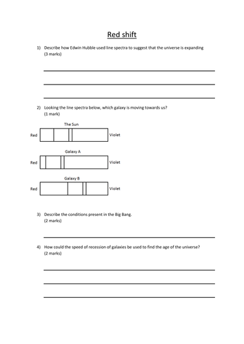 GCSE Science / Physics / Astronomy (AQA P8) Red shift and the Big Bang ...