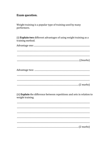 Weight training | Teaching Resources