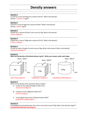 Density of materials | Teaching Resources