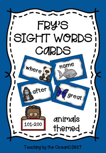 Fry's Sight Words Cards second hundred - Animals Themed | Teaching ...